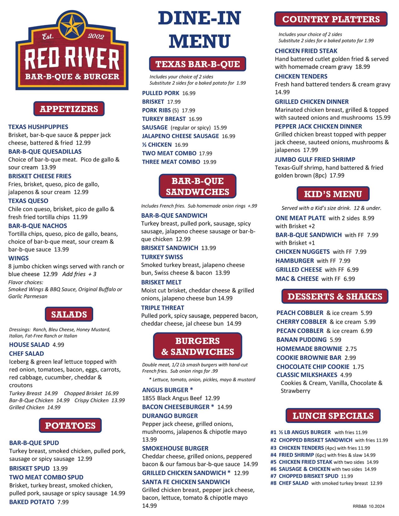 To-Go Menu | Red River BBQ
