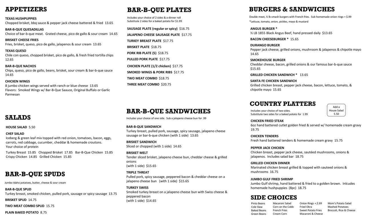 To-Go Menu | Red River BBQ & Burger